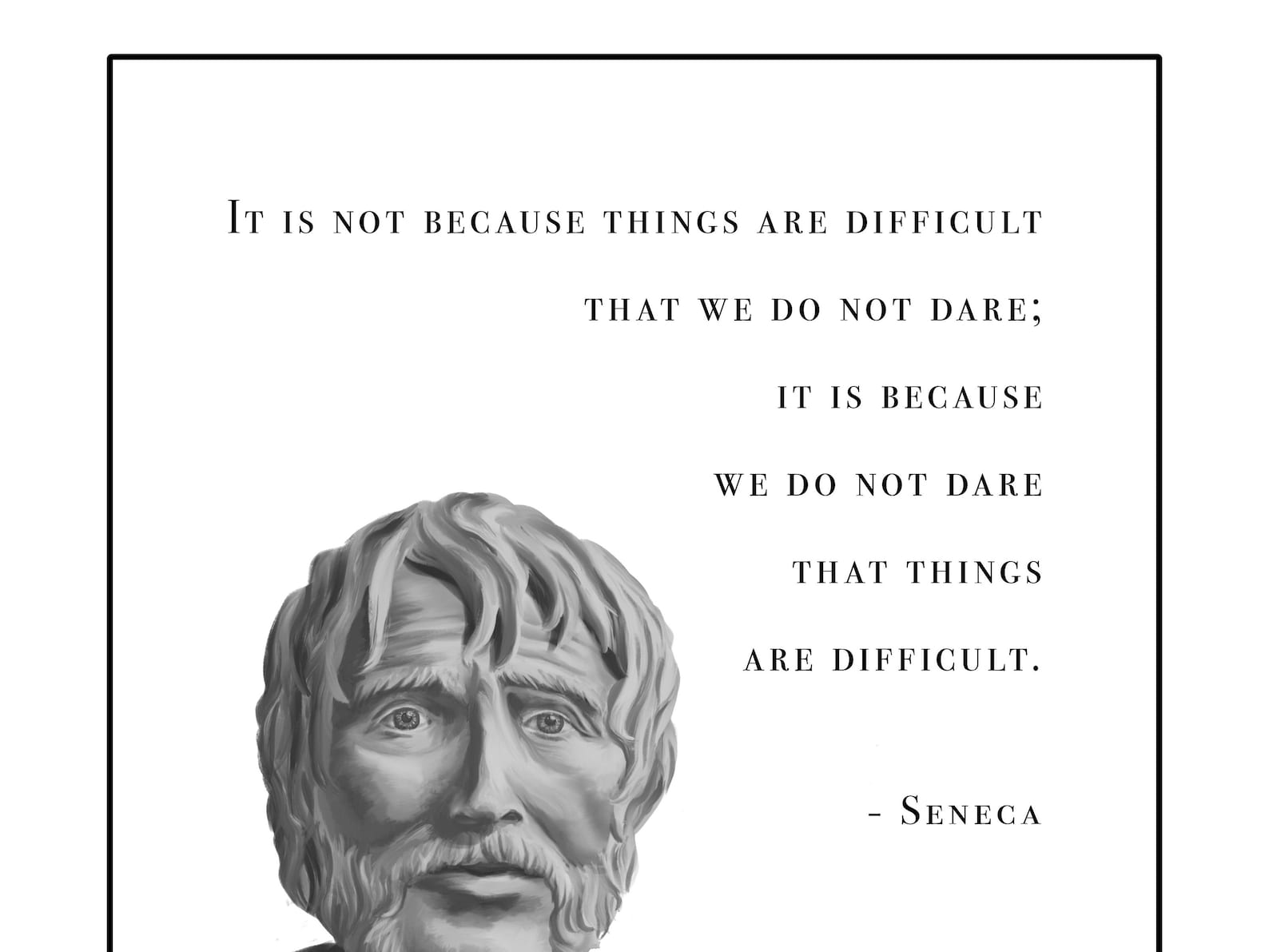 Seneca Portrait With Quote Hand-drawn Print, Roman Emperor, Philosophy ...