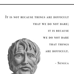 Seneca Portrait With Quote Hand-drawn Print, Roman Emperor, Philosophy ...
