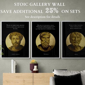 Epictetus Black & Gold Portrait, Philosophy Quote, Stoicism Poster ...