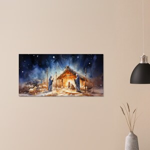 Starry Night Nativity Scene Premium Wrapped Canvas Detailed Wise Men ...