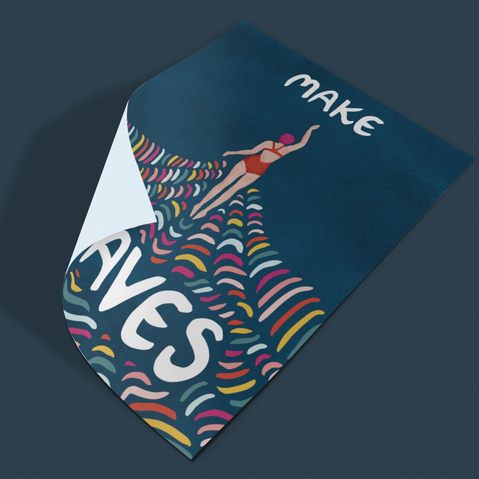 Make Waves Swimmer Swimming Poster Swimmer Illustration | Etsy