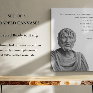 Set of 3 Stoic Artwork Canvases: Marcus Aurelius, Epictetus, Seneca ...