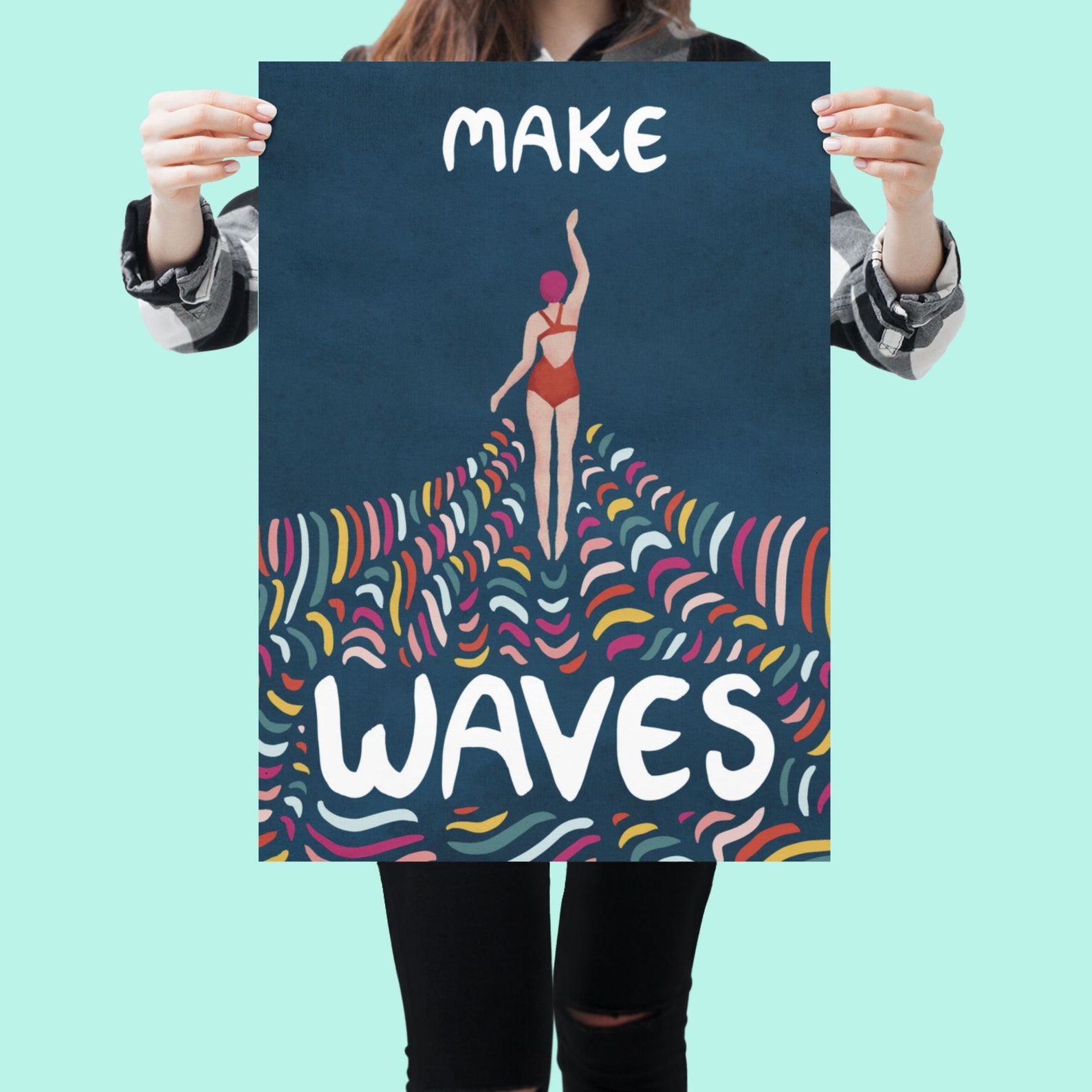 Make Waves Swimmer Swimming Poster Swimmer Illustration | Etsy