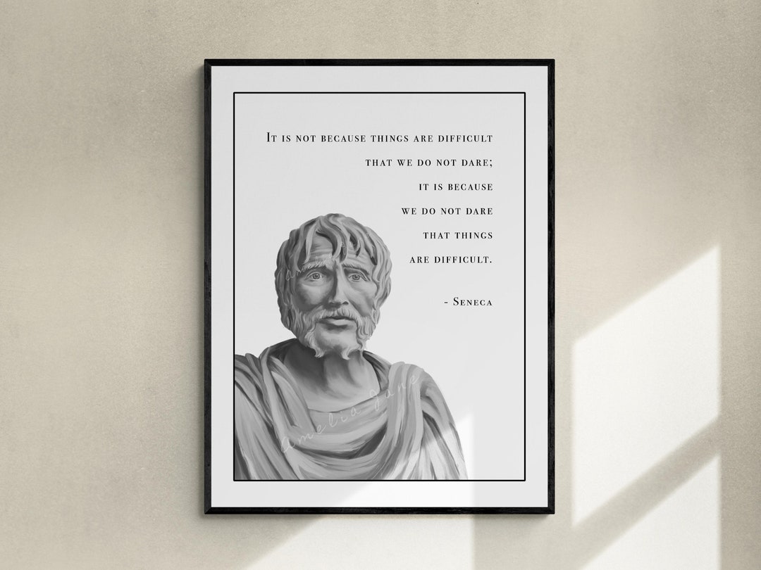 Seneca Portrait With Quote Hand-drawn Print, Roman Emperor, Philosophy ...