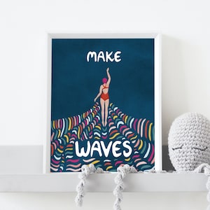 Make Waves Swimmer - Swimming Poster - Swimmer Illustration Sports ...