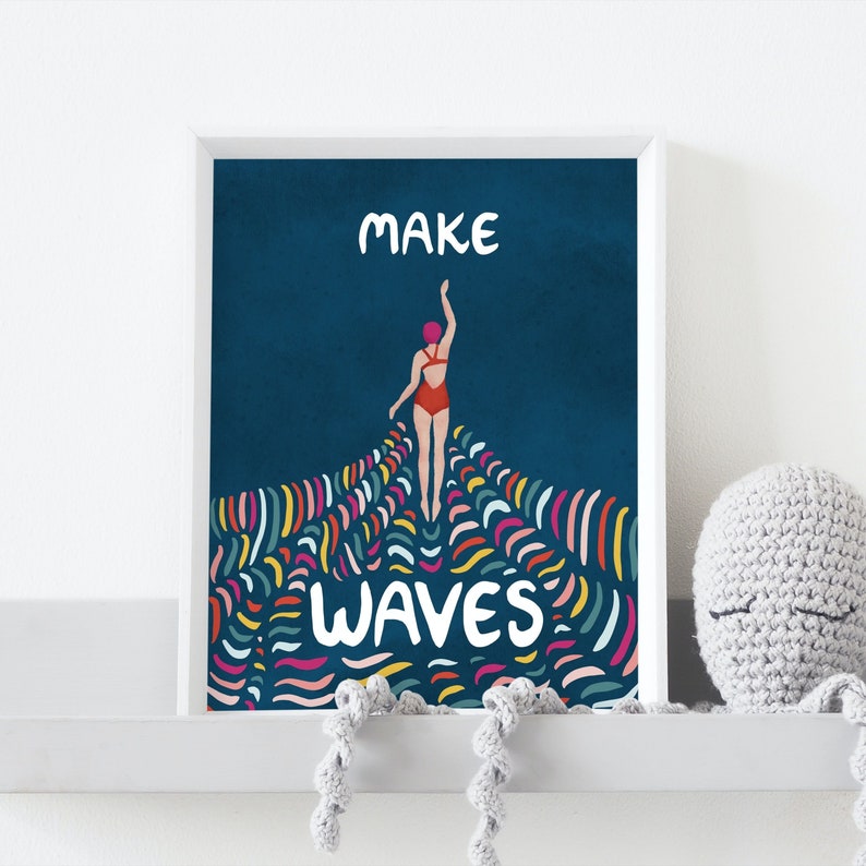 Make Waves Swimmer - Swimming Poster - Swimmer Illustration Sports ...