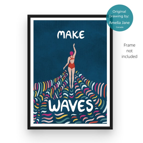Make Waves Swimmer Swimming Poster Swimmer Illustration - Etsy