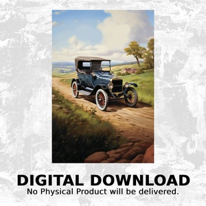 Printable Artwork - Classic Ford Model T Watercolor Painting, Vintage ...