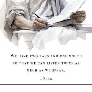 Zeno's Wisdom Portrait: Listen Twice as Much as We Speak. Art Print ...