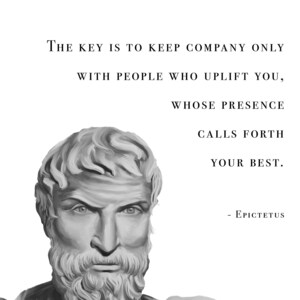 Epictetus Hand-drawn Portrait, Philosophy Quote, Stoicism Poster, Gift ...
