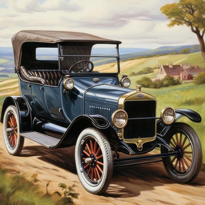 Printable Artwork - Classic Ford Model T Watercolor Painting, Vintage ...