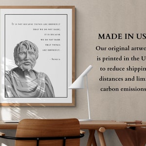 Seneca Portrait With Quote Hand-drawn Print, Roman Emperor, Philosophy ...