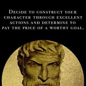 Epictetus Black & Gold Portrait, Philosophy Quote, Stoicism Poster ...