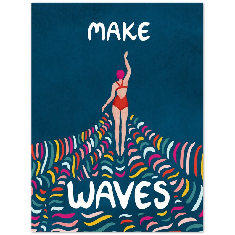 Make Waves Swimmer - Swimming Poster - Swimmer Illustration Sports ...