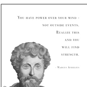 Marcus Aurelius Portrait & Quote Art Print, Philosophy Gift for Stoic ...