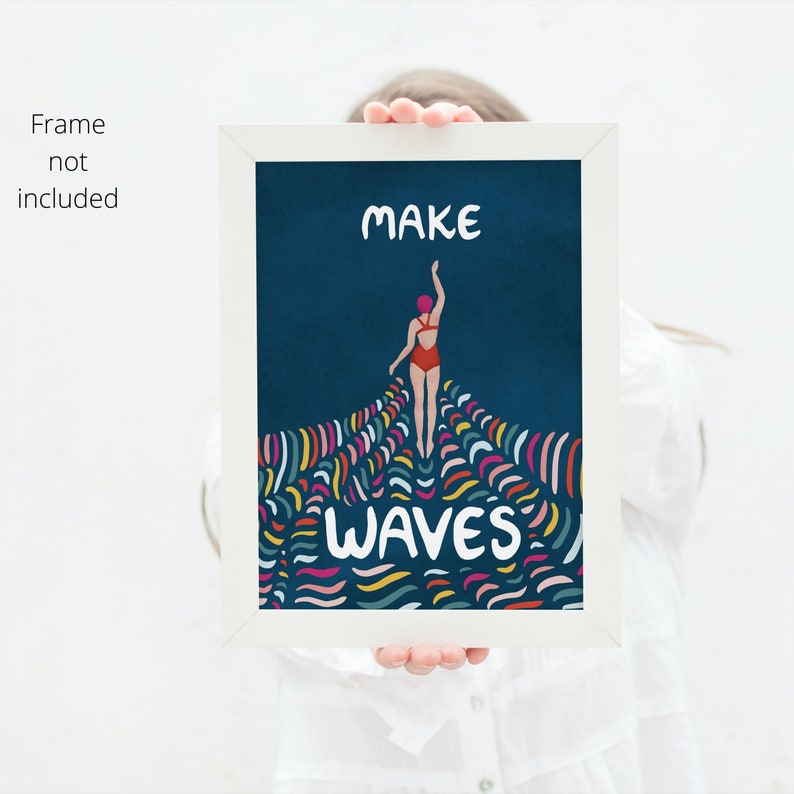 Make Waves Swimmer - Swimming Poster - Swimmer Illustration Sports ...