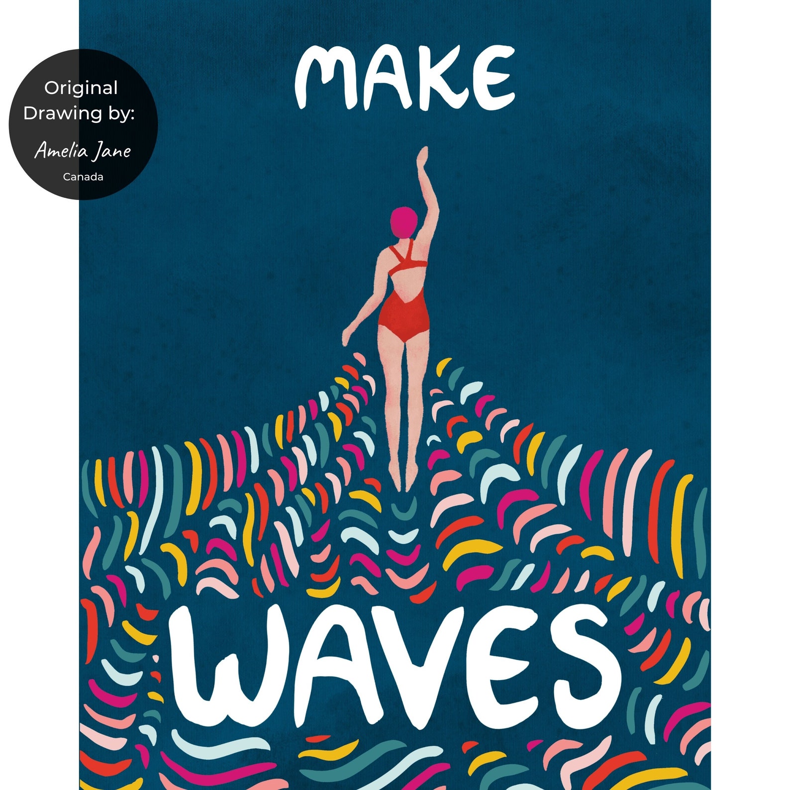Make Waves Swimmer Swimming Poster Swimmer Illustration | Etsy