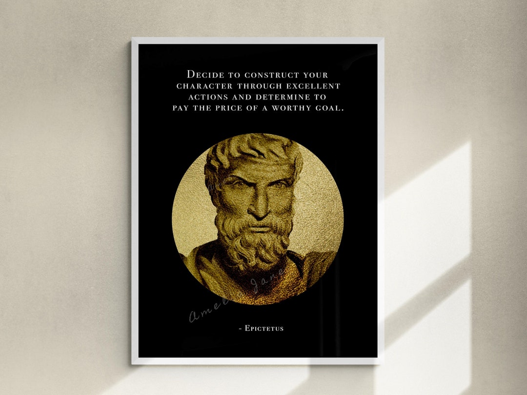 Epictetus Black & Gold Portrait, Philosophy Quote, Stoicism Poster ...