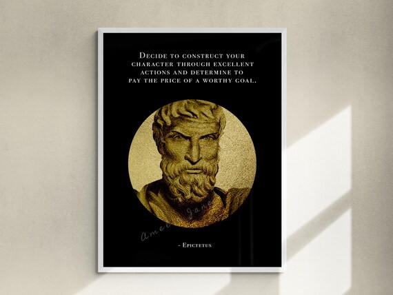Epictetus Black & Gold Portrait Philosophy Quote Stoicism - Etsy