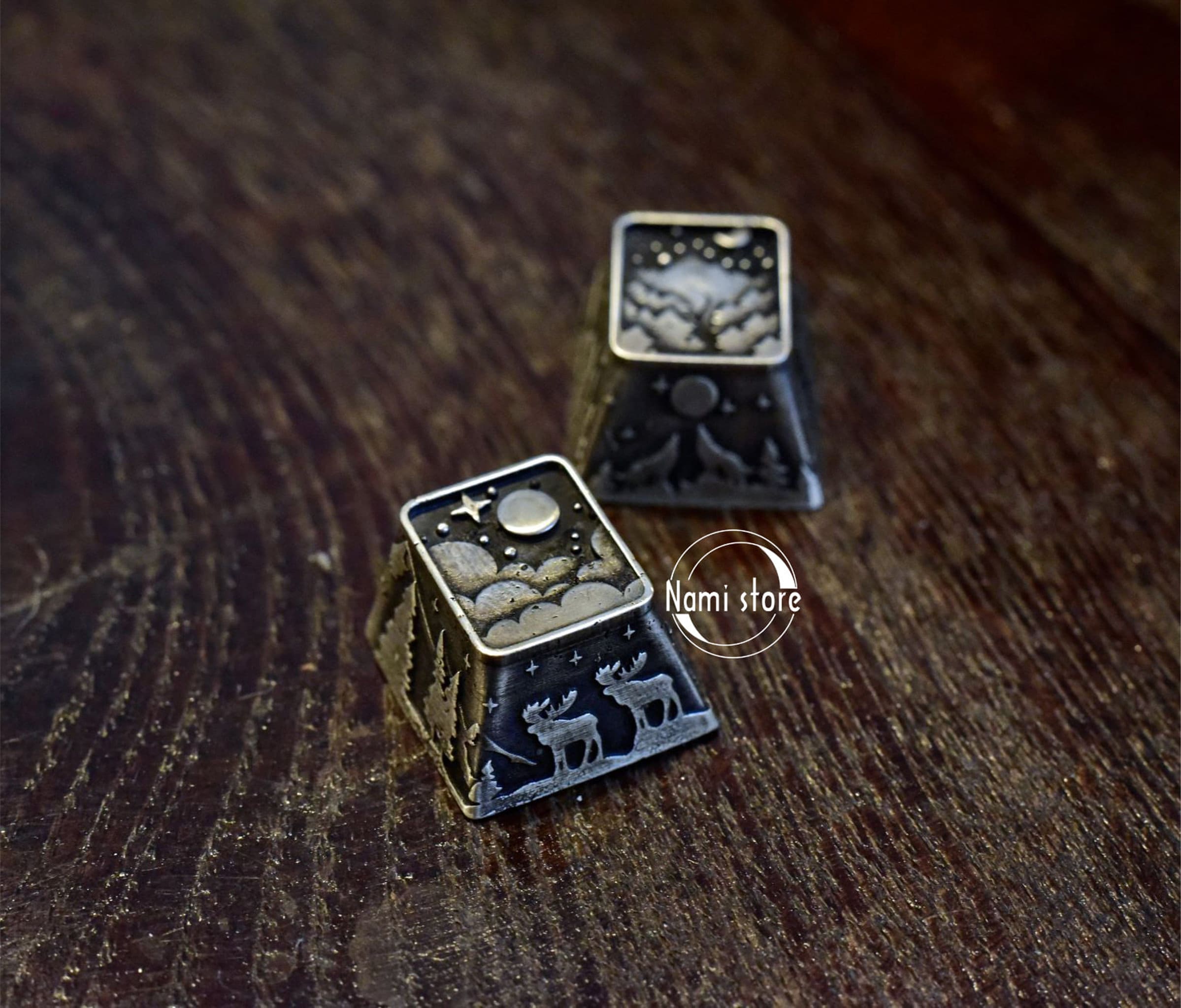 Night Sky Forest Keycap: Handmade Sterling Silver Artisan Keycap - Etsy