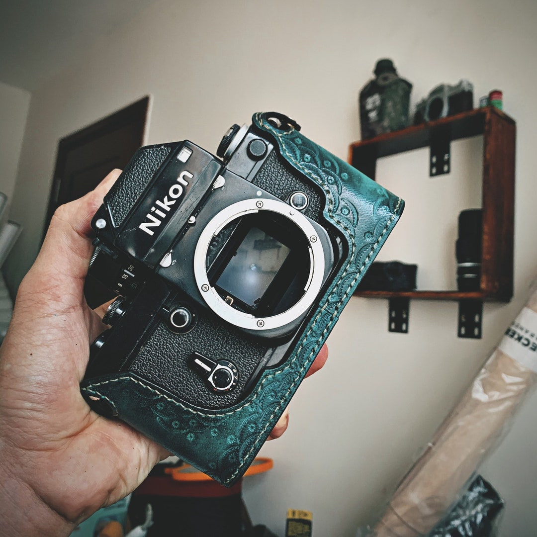 Camera Case | Nikon FE 1-2, Nikon FM 1-2-2n Blue Leather Handcrafted ...