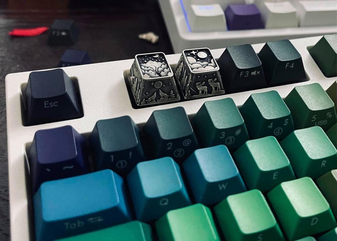 Night Sky Forest Keycap: Handmade Sterling Silver Artisan Keycap - Etsy