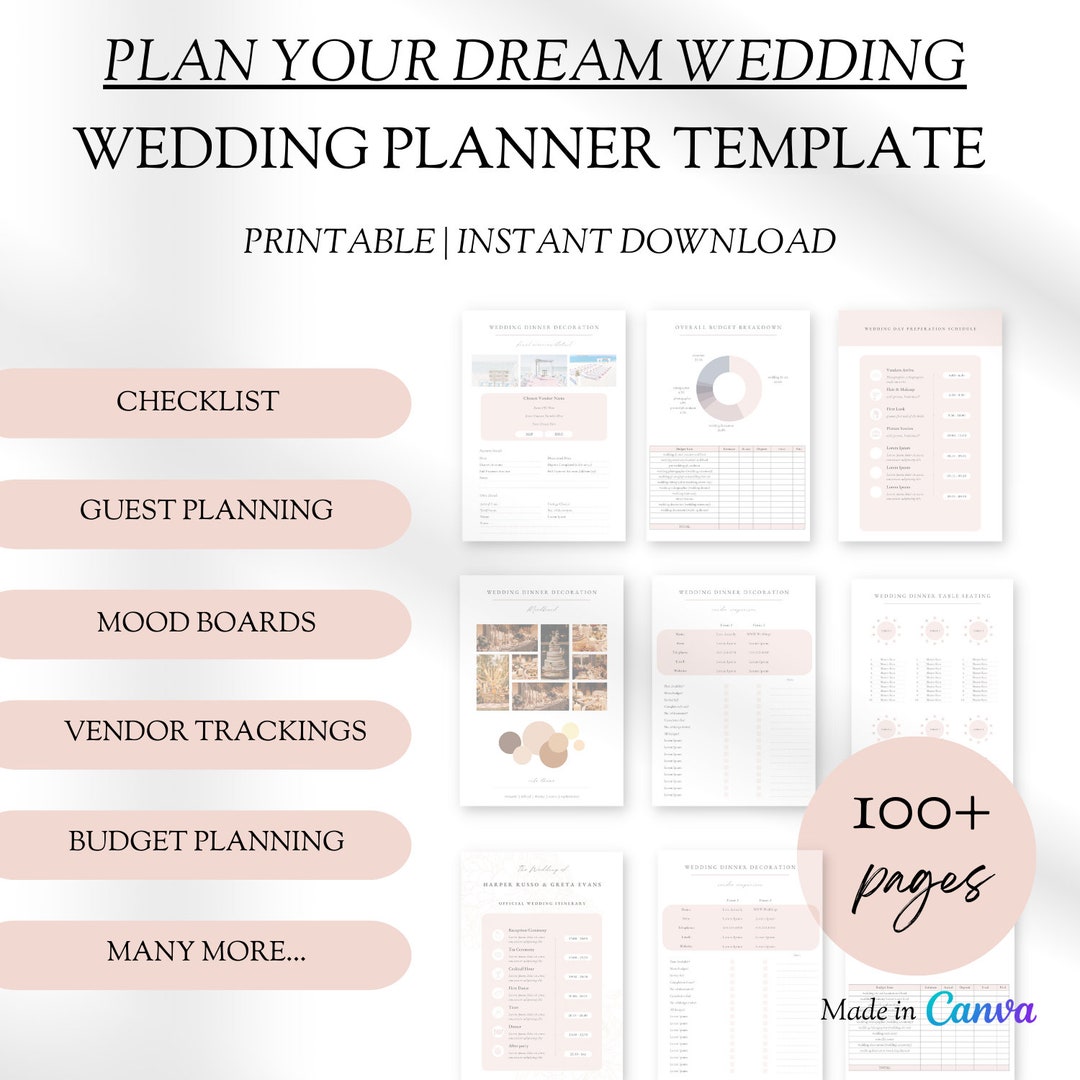 Wedding Planner Organizer Printable Printable Wedding Planner - Etsy