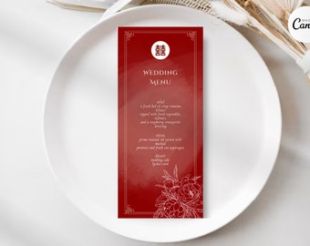 4 PIECE Asian Theme Chinese Wedding Invitation Template, Editable,printable, Instant Download ...