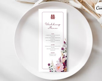 Asian Chinese Wedding Invitation Template, Editable ,printable, Instant Download Red Peony ...