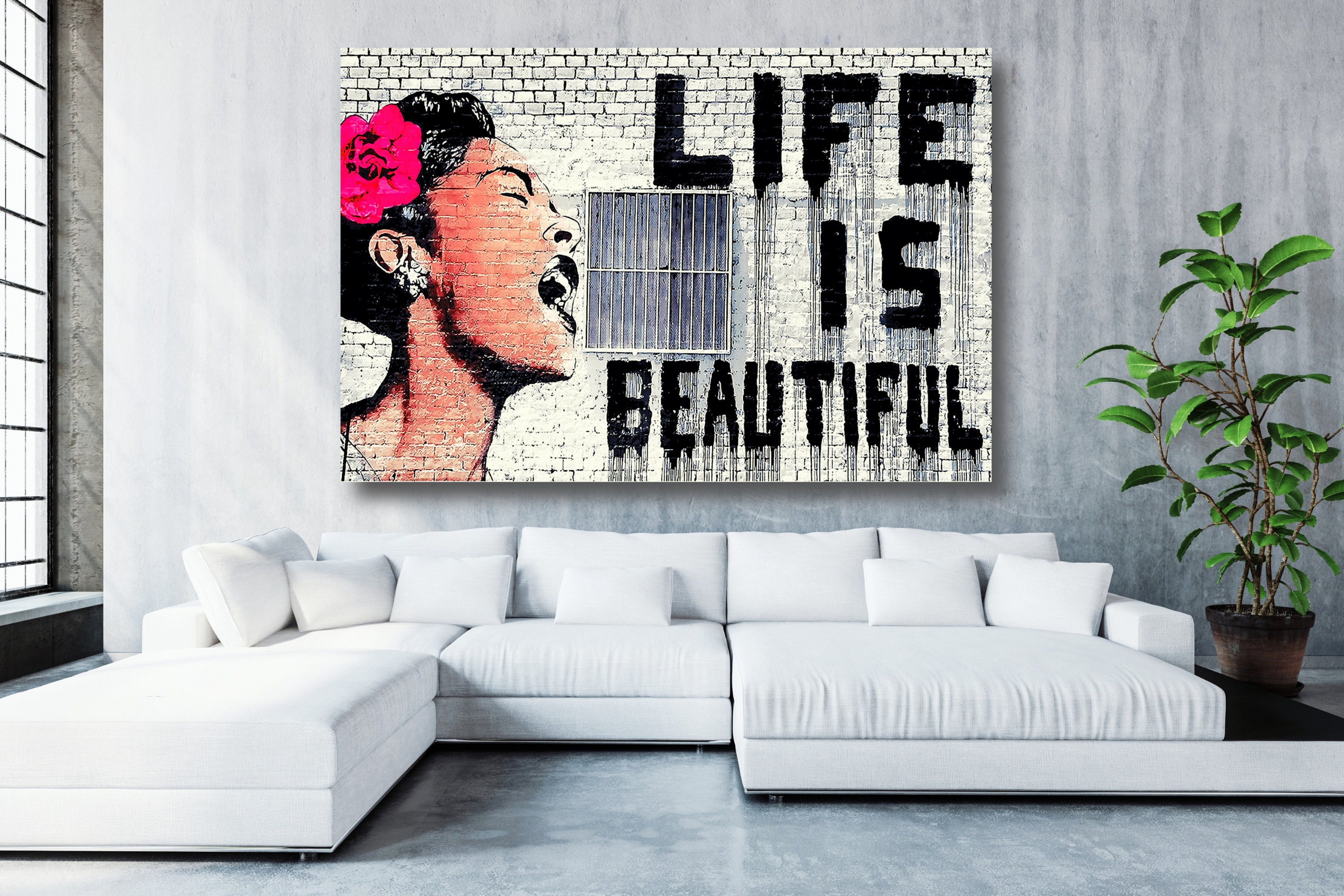 Banksy Life is Beautiful Aluminium Wall Art Large | Etsy