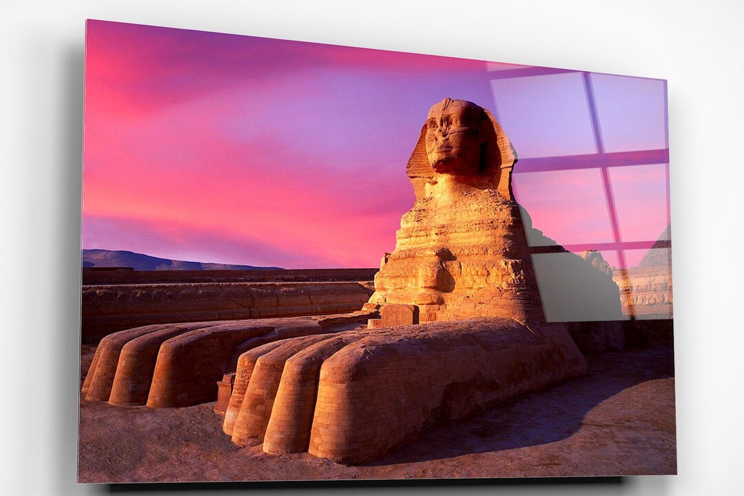 Egyptian Sphinx Acrylic Glass Wall Art, Large High Gloss Egyptian Home ...
