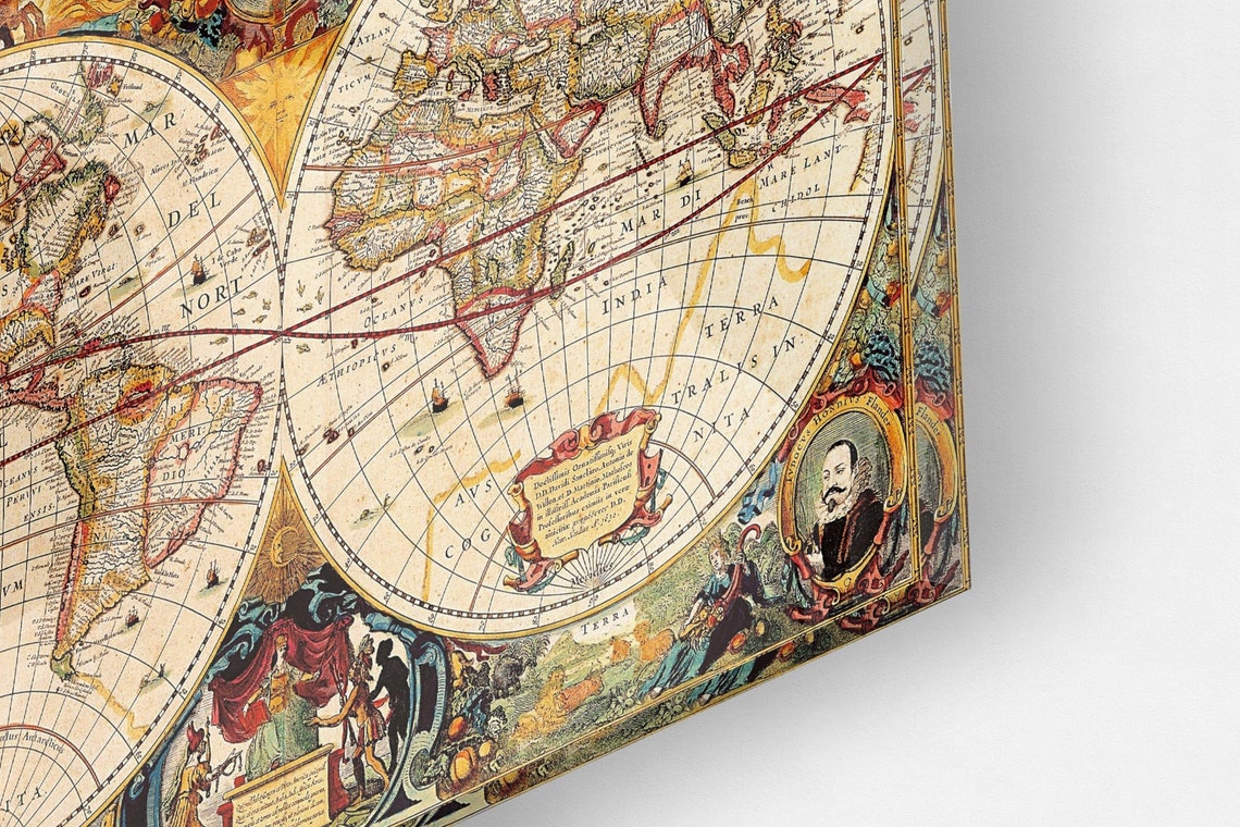 Vintage World Map Acrylic Glass Wall Art: High Gloss Atlas Decor - Etsy