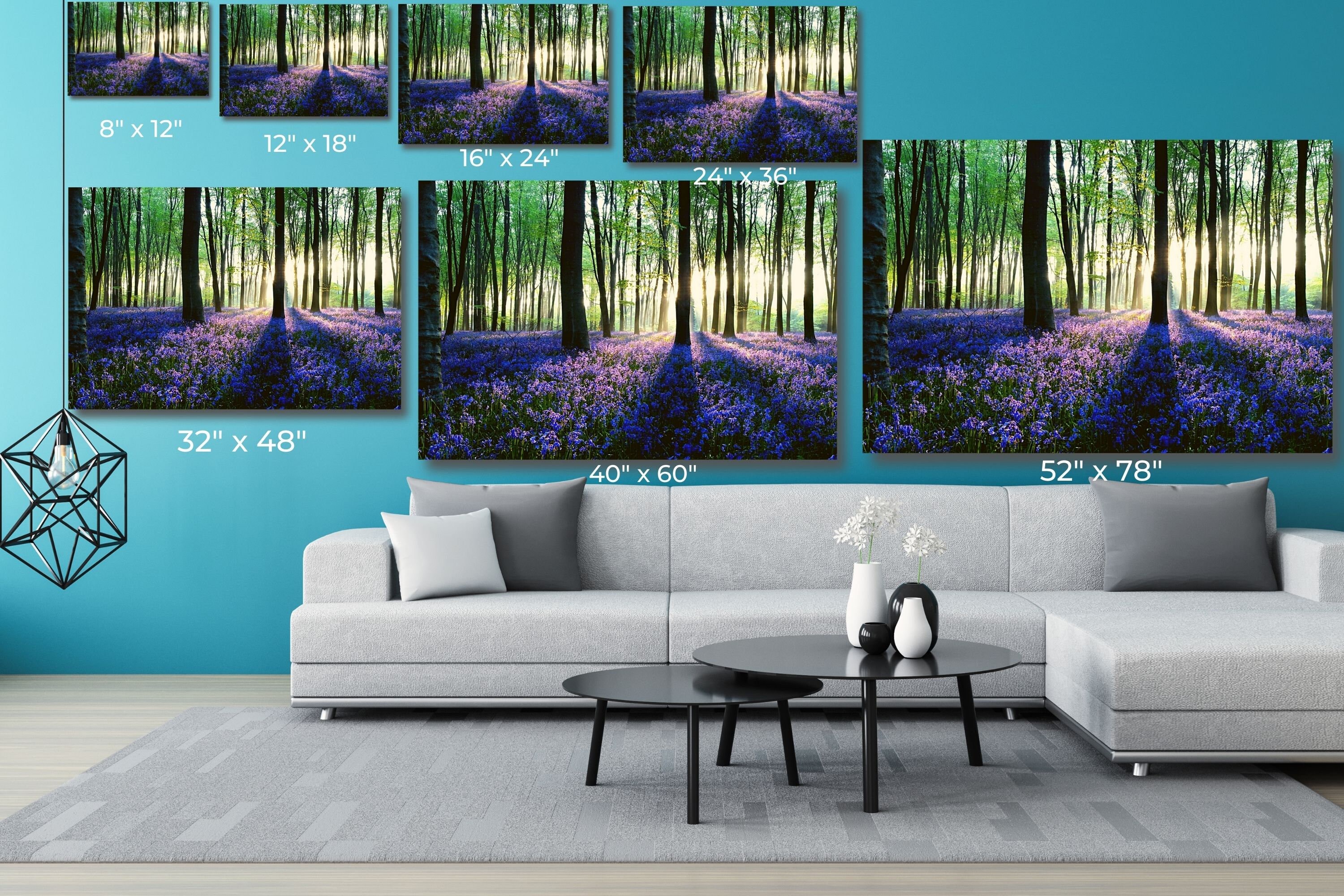 Bluebell Forest Canvas Wall Art Large Framed Flower Forest | Etsy