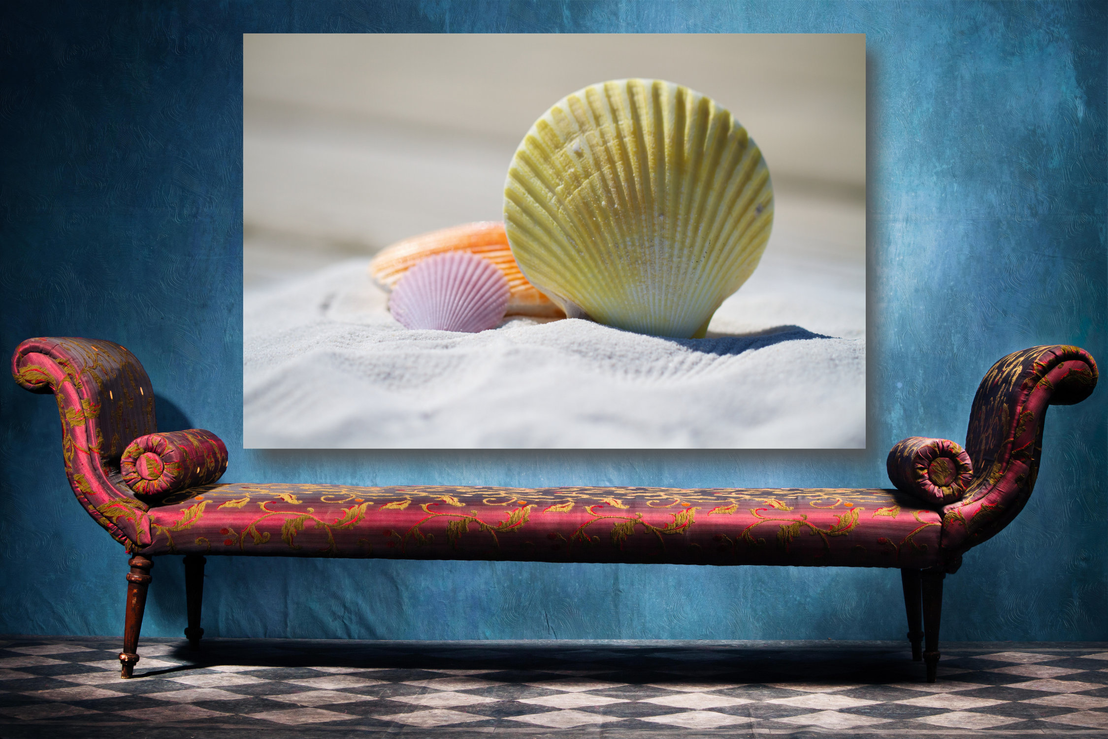 Beach Seashell Canvas Wall Art Large Framed Coastal Print | Etsy