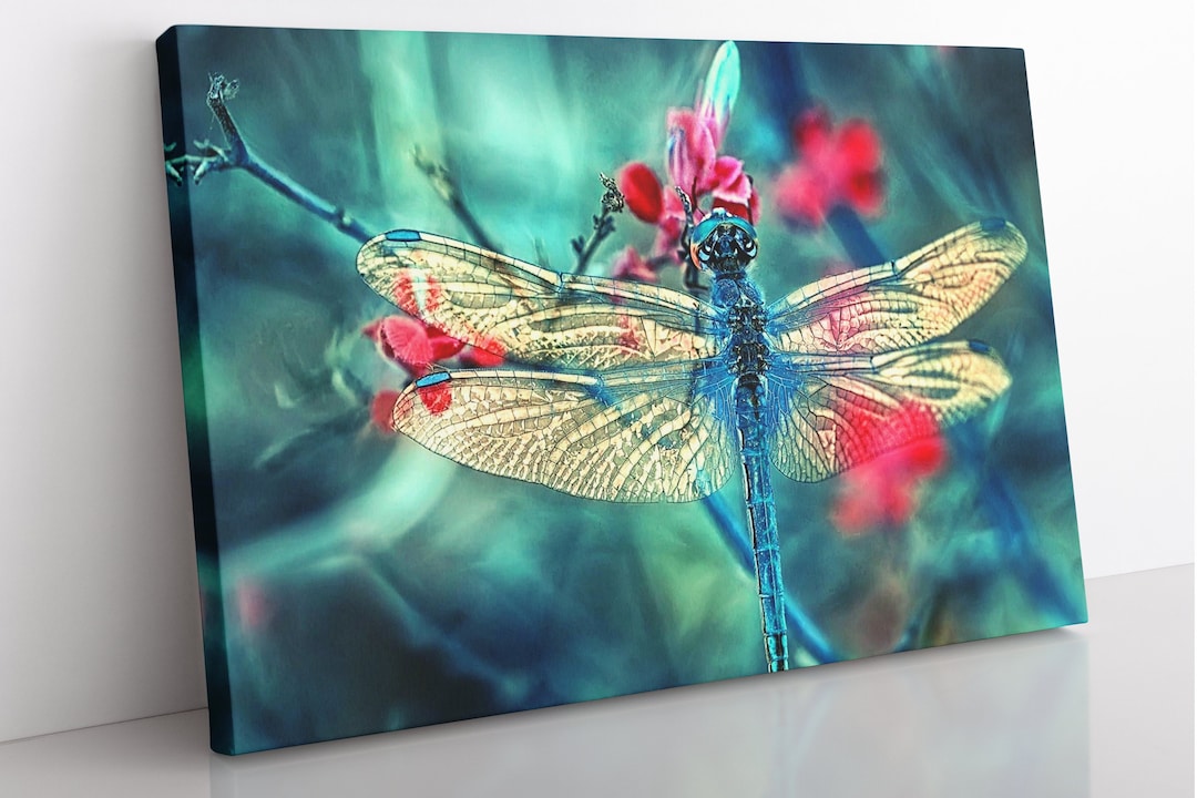 Dragonfly Canvas Wall Art, Large Framed Dragonfly Print Home Decor Wall ...