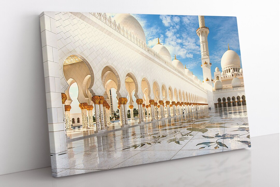 Abu Dhabi Mosque Canvas Print: Large Framed Islamic Wall Art - Etsy