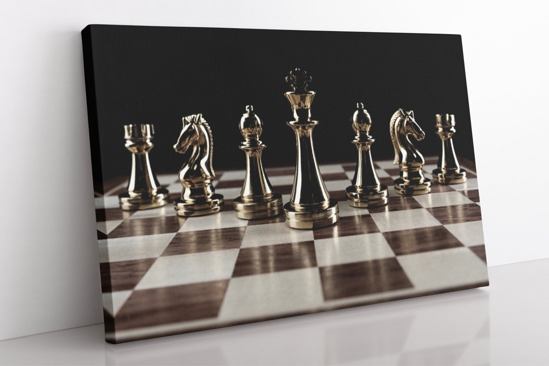 Chess Set Canvas Wall Art, Large Framed Chess Print Home Decor Wall Art ...