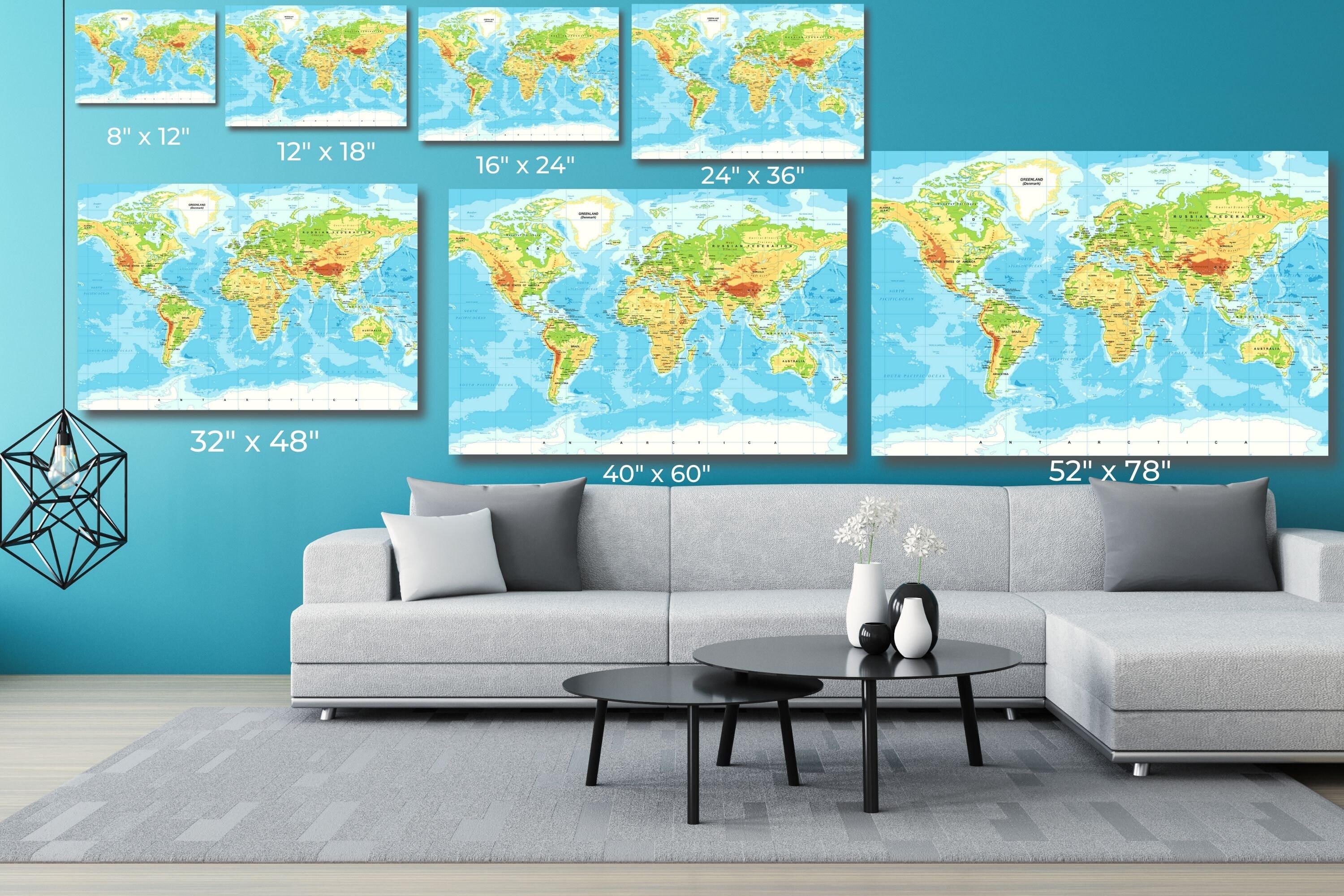 World Map Wall Art Large Unframed Map of the World Poster - Etsy UK