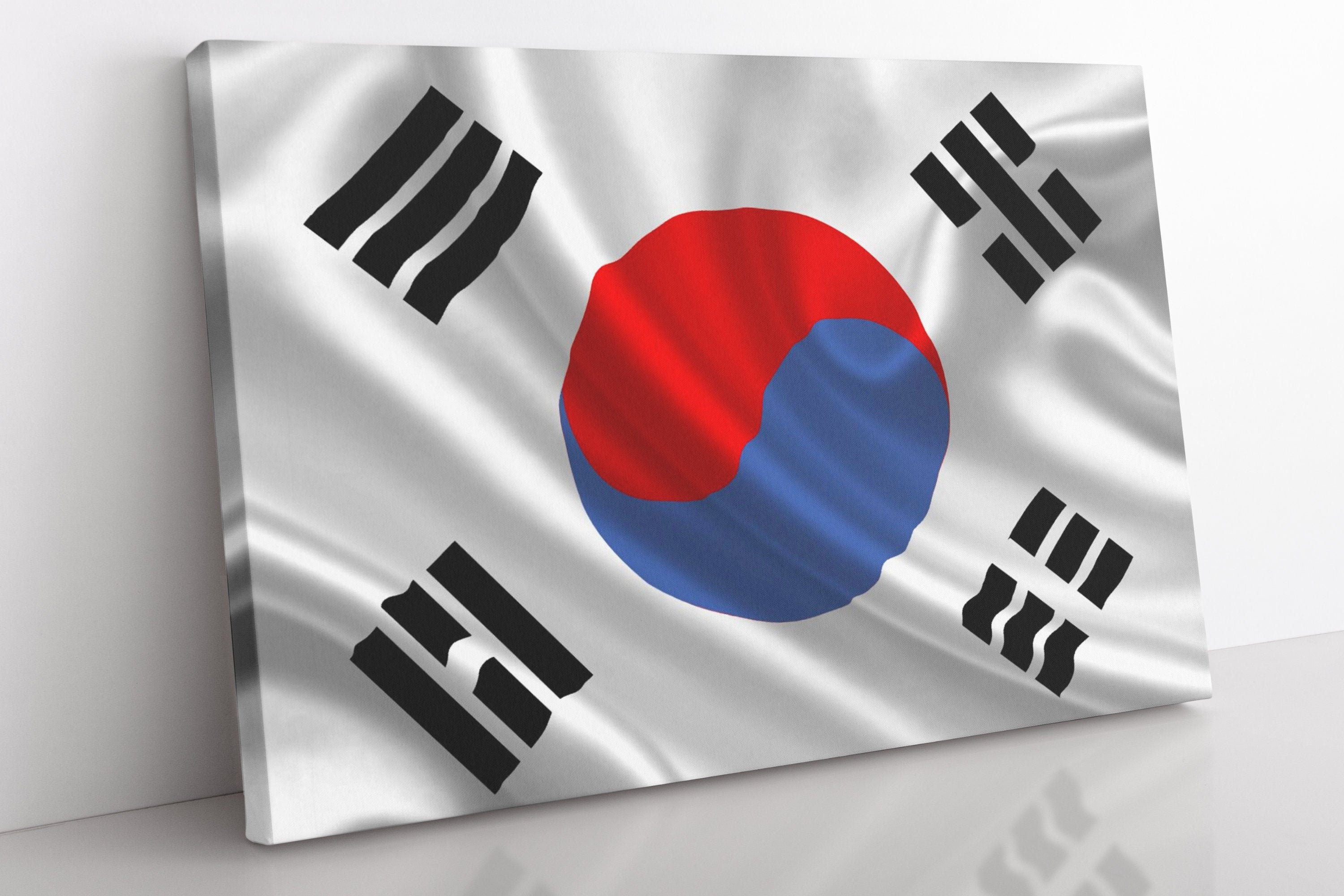 Südkorea Flagge Leinwand Wandkunst Koreanische Flagge Druck Etsy De