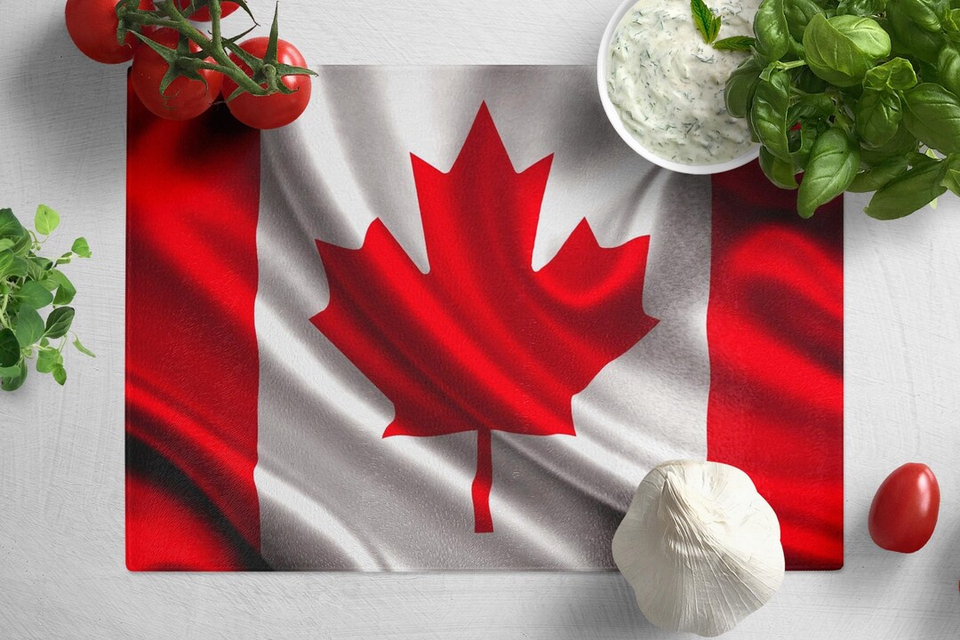 Canada Flag Tempered Glass Cutting Board, Canadian Kitchen Decor - Etsy