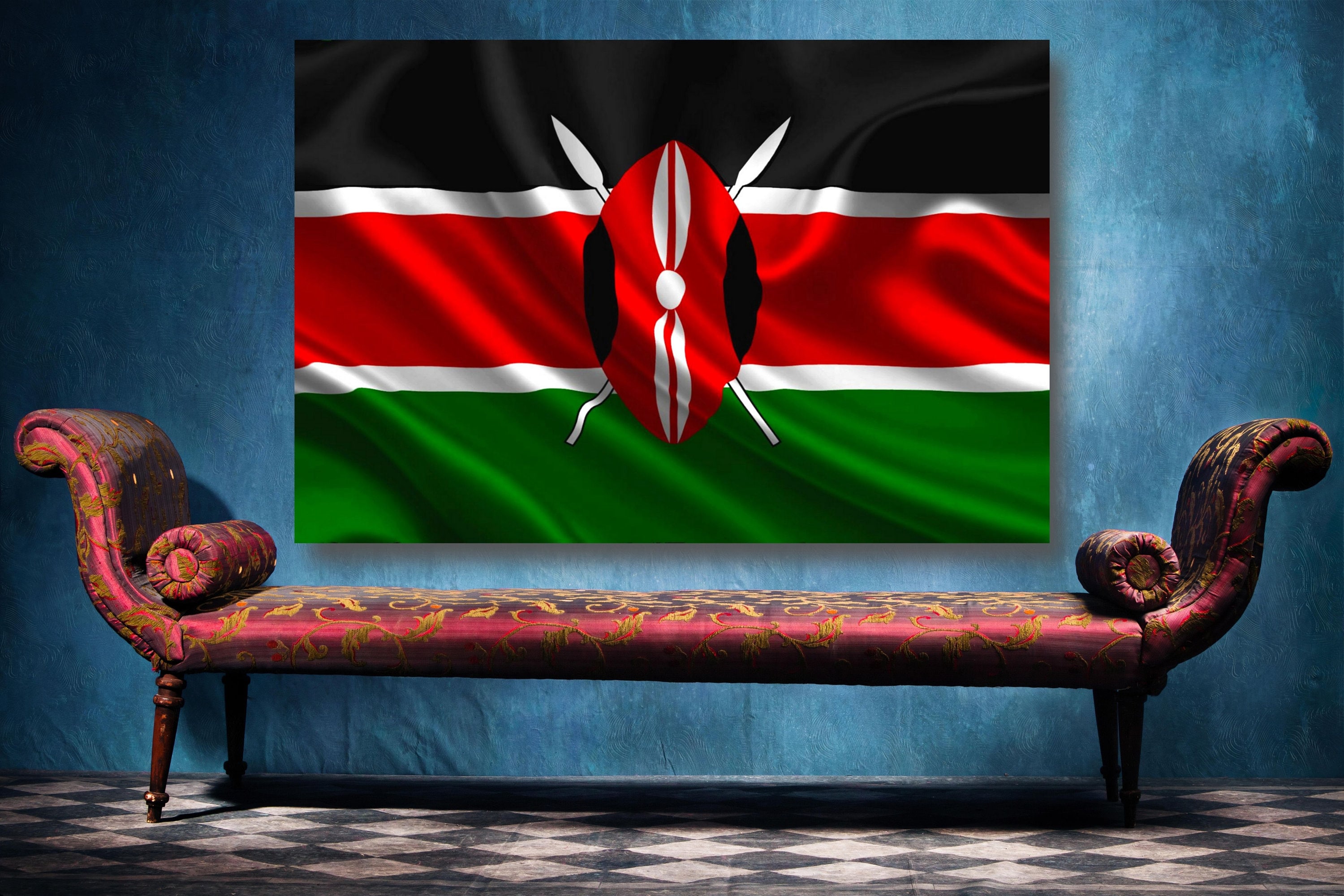 Kenya Flag Canvas Wall Art Kenyan Flag Canvas Print Home Etsy