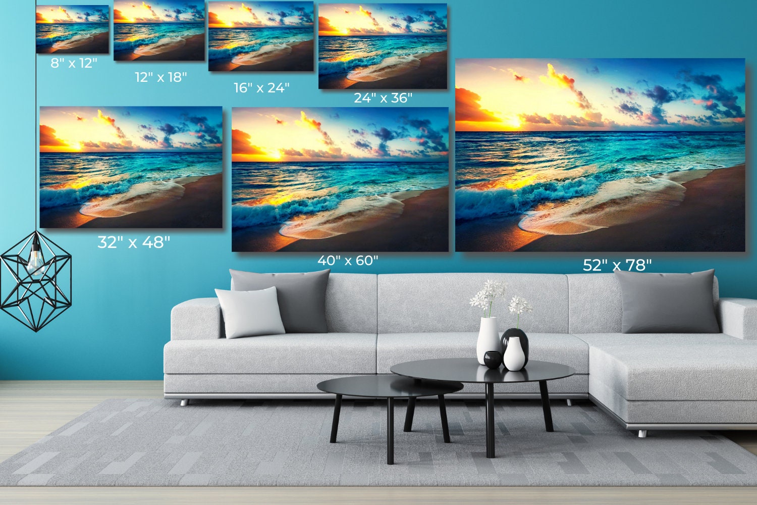 Tropical Sea Beach Sunset Canvas Wall Art Large Framed Ocean | Etsy