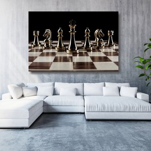 Chess Set Canvas Wall Art, Large Framed Chess Print Home Decor Wall Art ...