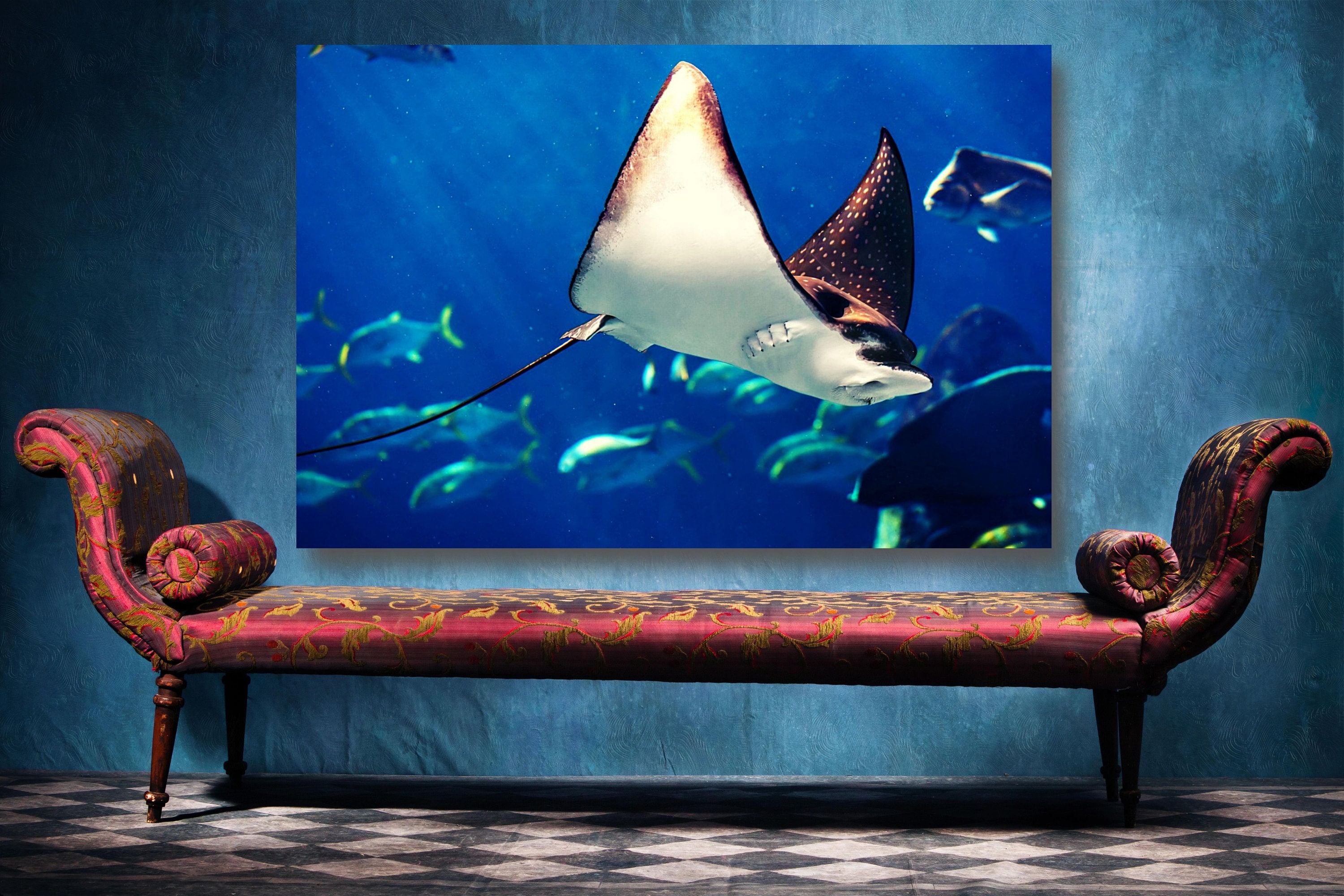 Manta Ray Canvas Wall Art Large Framed Sealife Print Home - Etsy