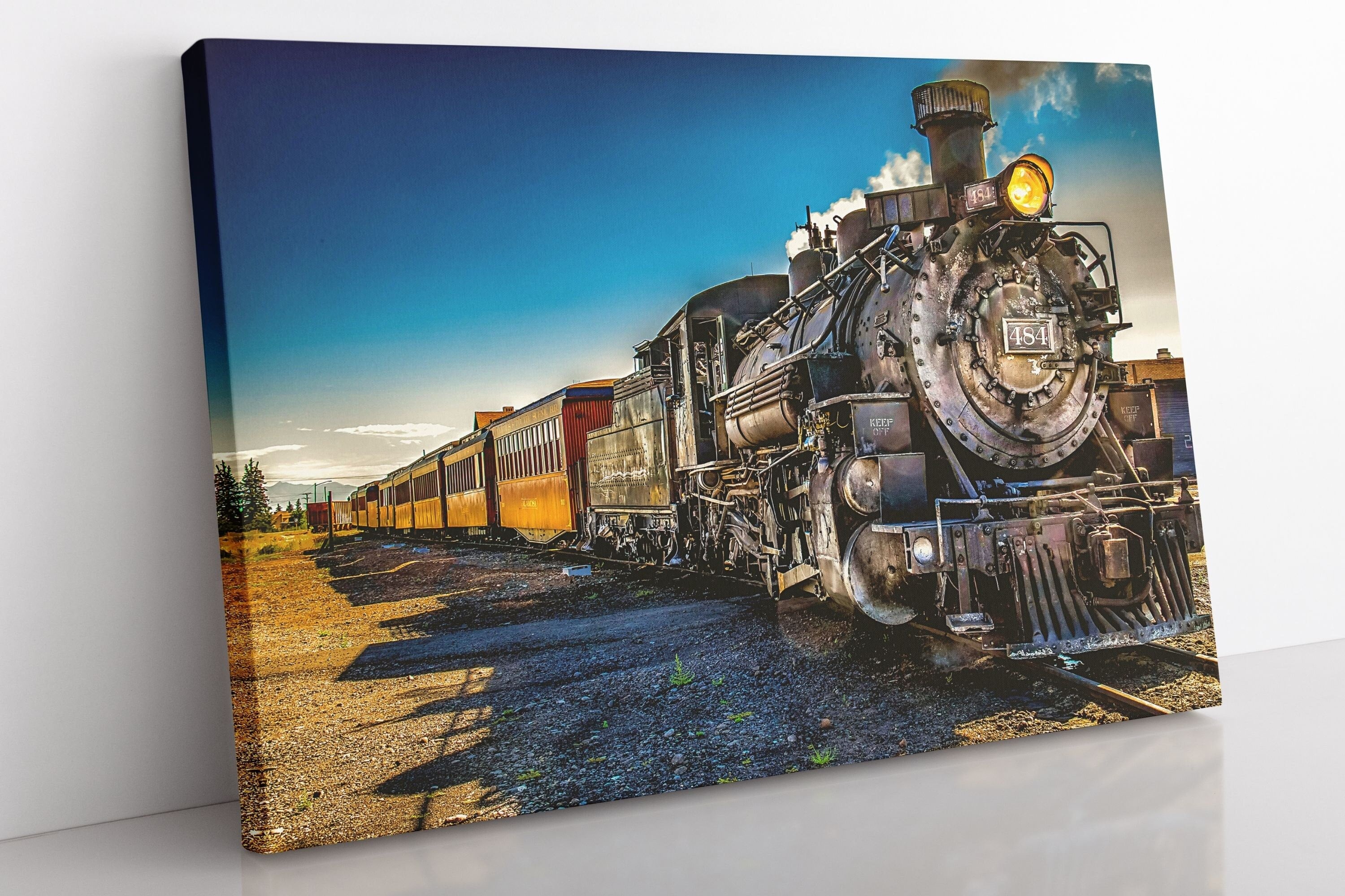 Steam Locomotive Canvas Wall Art Large Framed Steam Train - Etsy