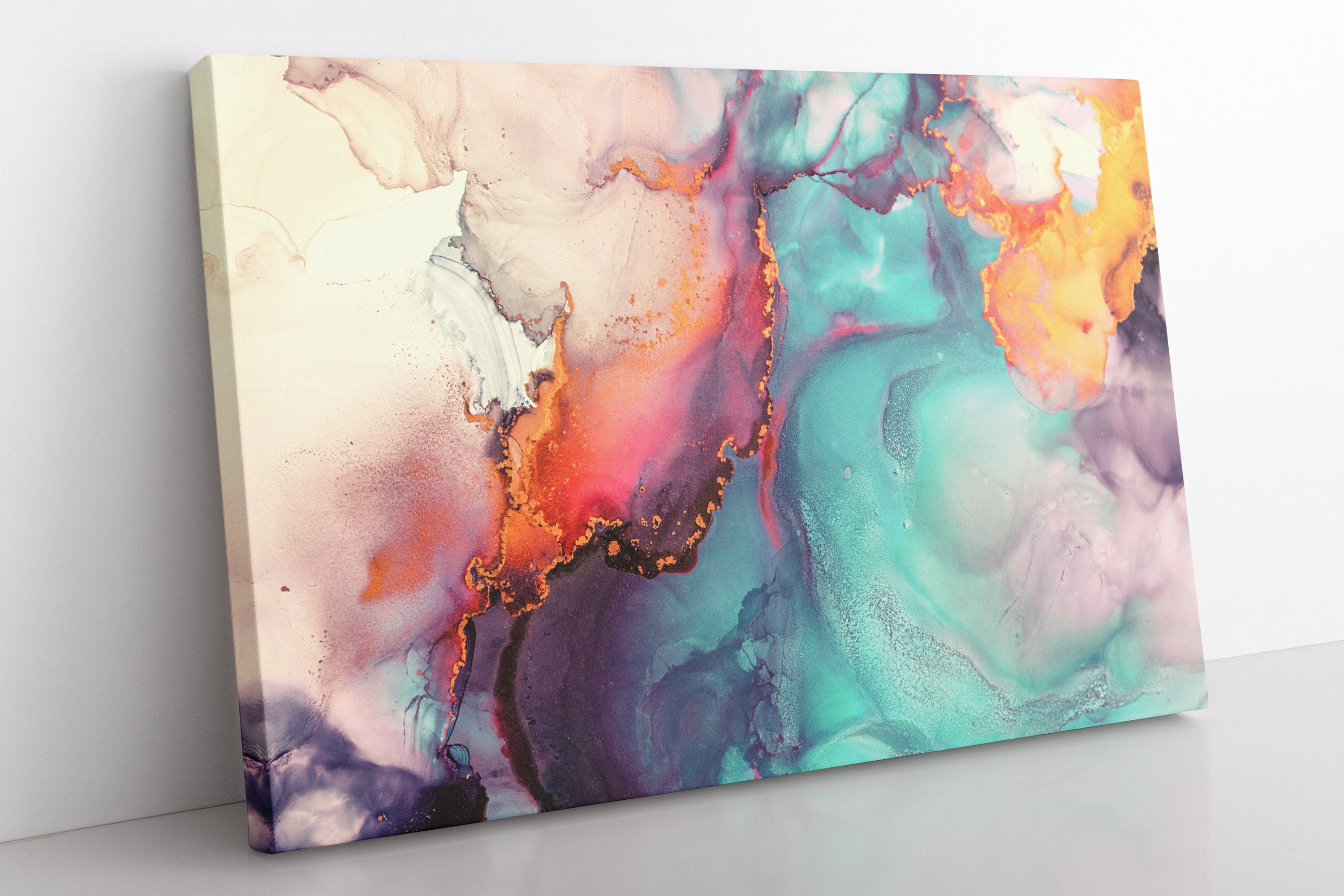 Abstract Art Marble Canvas Wall Art Framed Alcohol Ink Art | Etsy