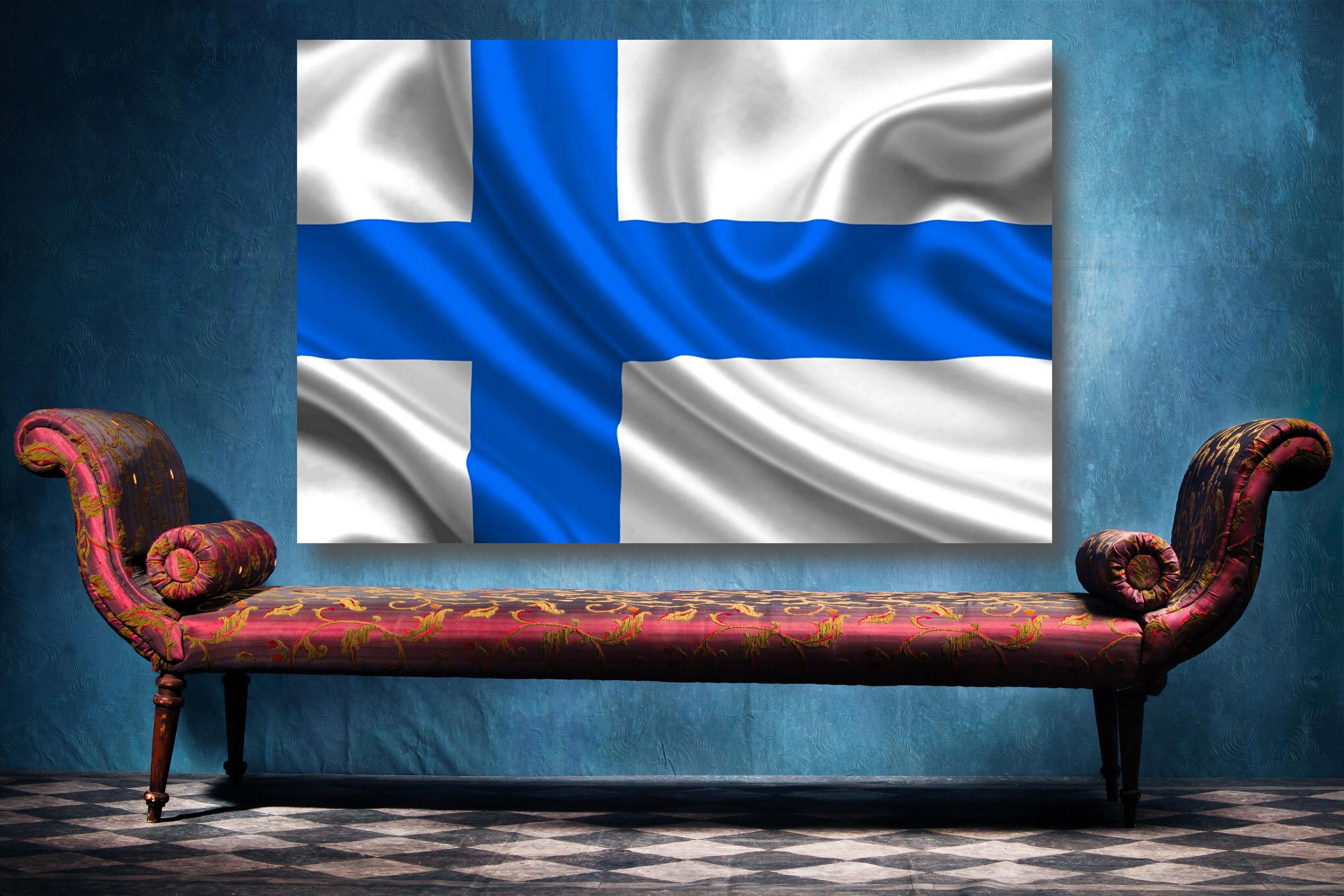 Finland Flag Canvas Wall Art Finnish Flag Print Home Decor | Etsy