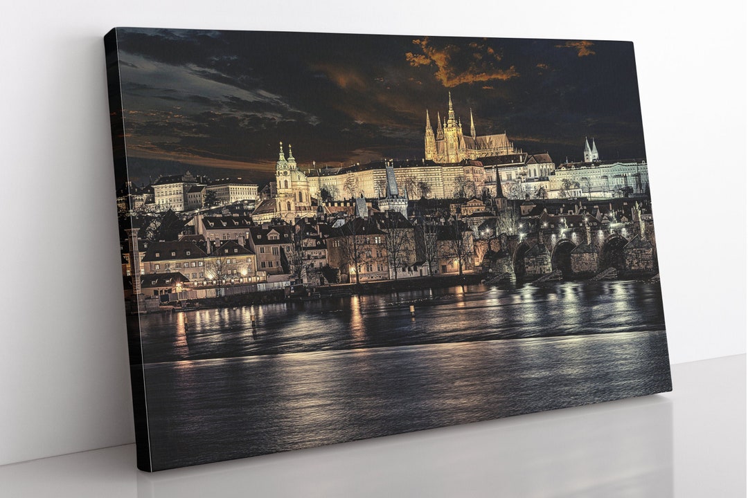 Prague City Skyline Canvas Wall Art, Large Framed Prague Print Home ...