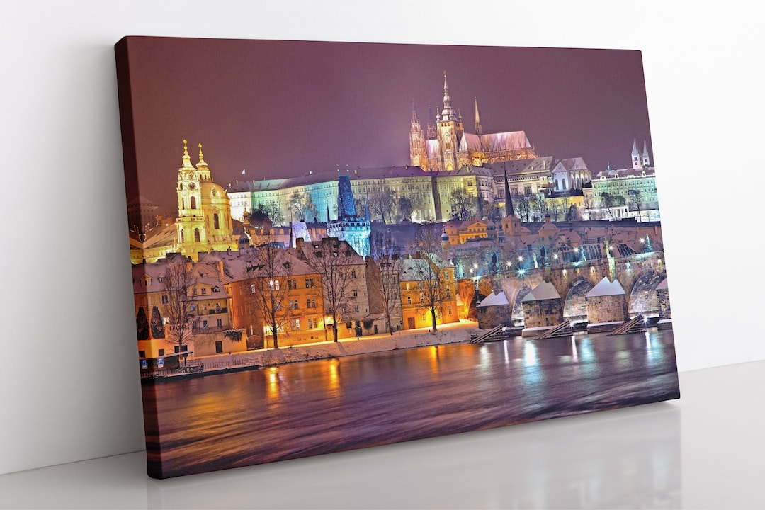 Prague City Skyline Canvas Wall Art, Large Framed Prague Print Home ...