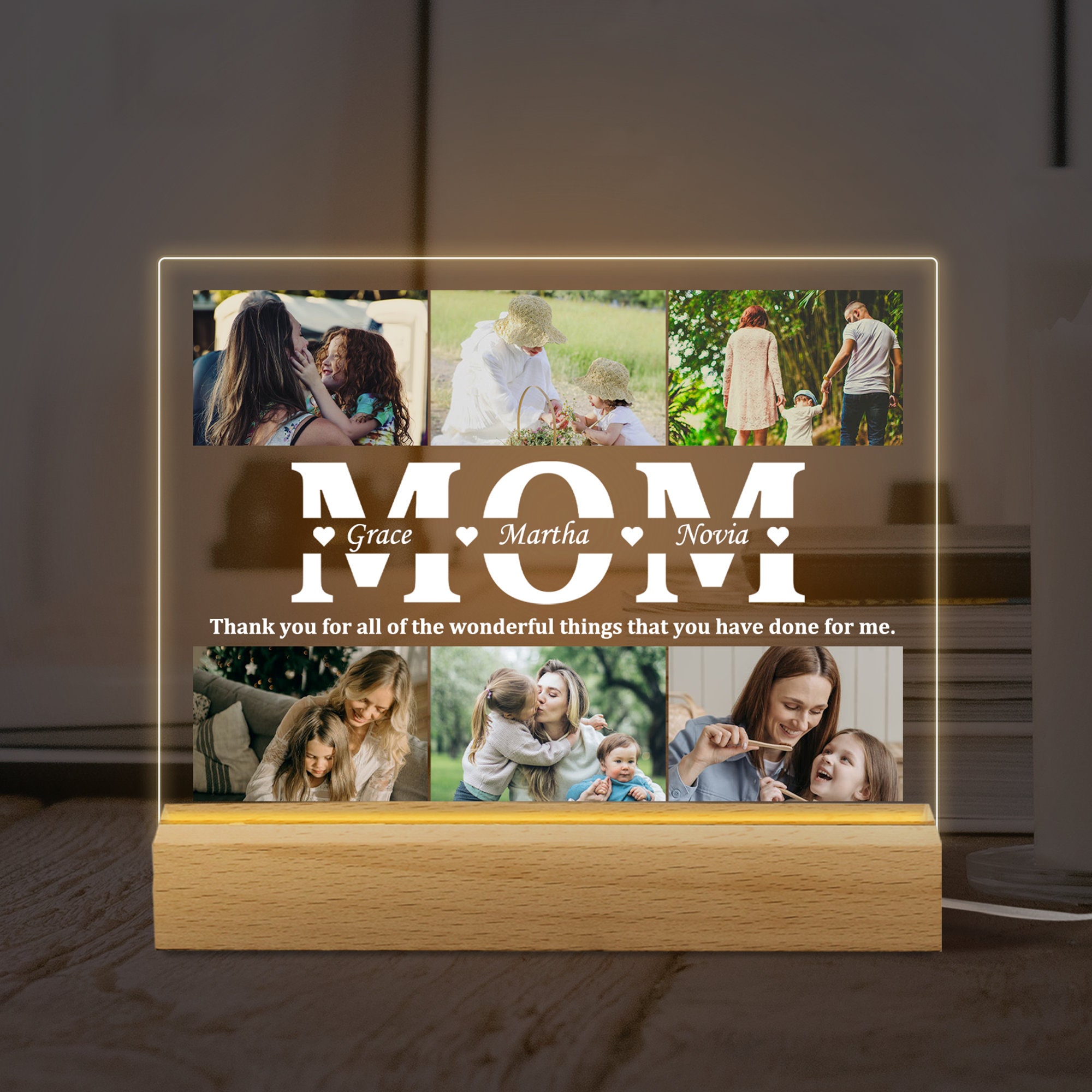 Personalized Photo Night Light, Mothers Day Gifts, Custom Photo Collage ...